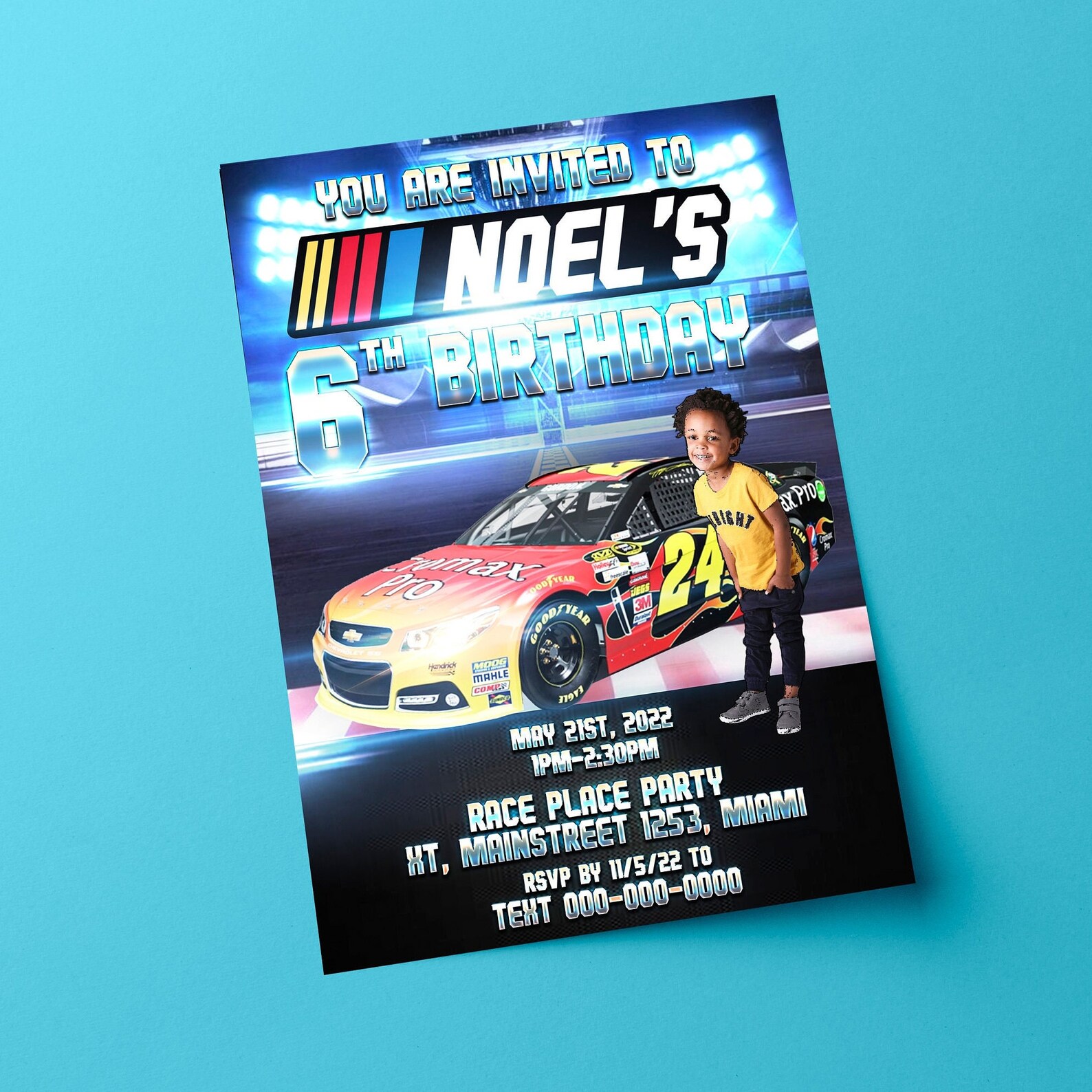 Nascar Birthday Invitation Card Design, Race Car Invitation Design ...