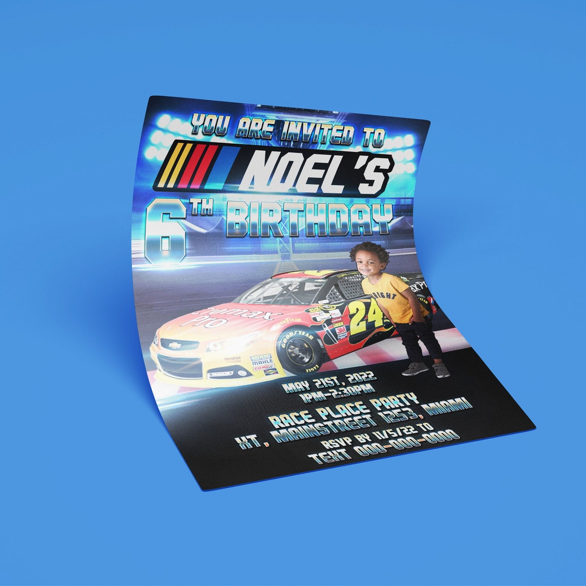 Nascar Birthday Invitation Card Design, Race Car Invitation Design ...