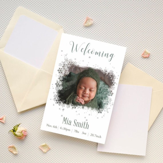 Newborn Baby Birth Template Printable Photo Birth Card Birth - Etsy