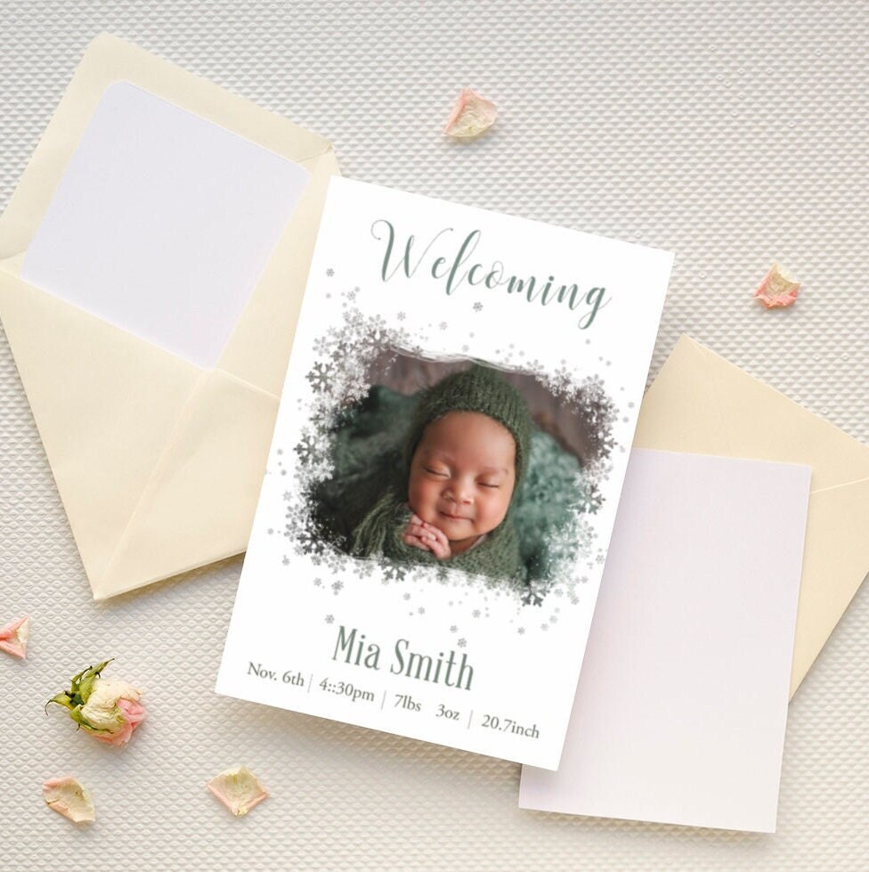 Newborn Baby Birth Template Printable Photo Birth Card Birth - Etsy