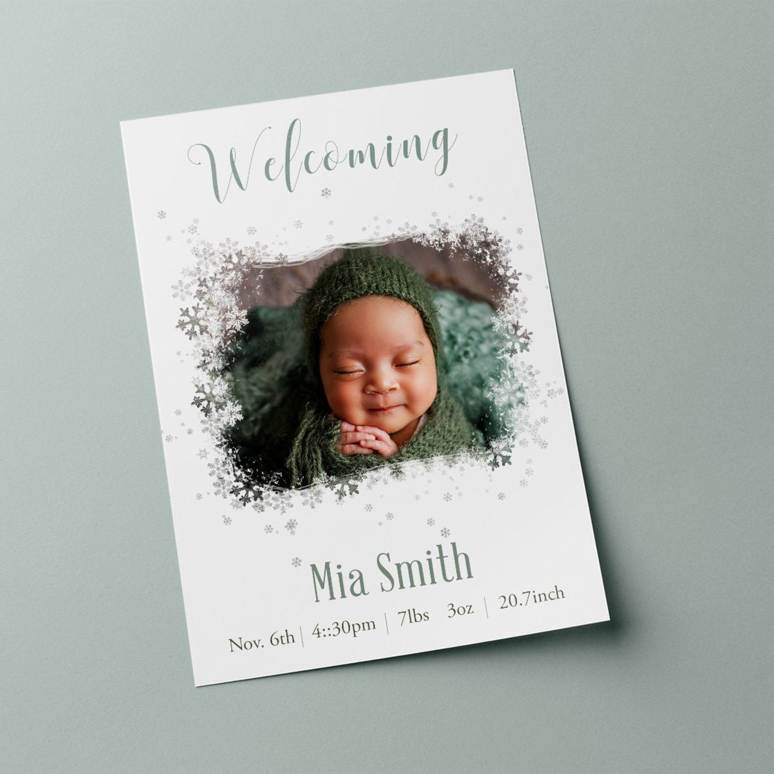 Newborn Baby Birth Template Printable Photo Birth Card Birth - Etsy