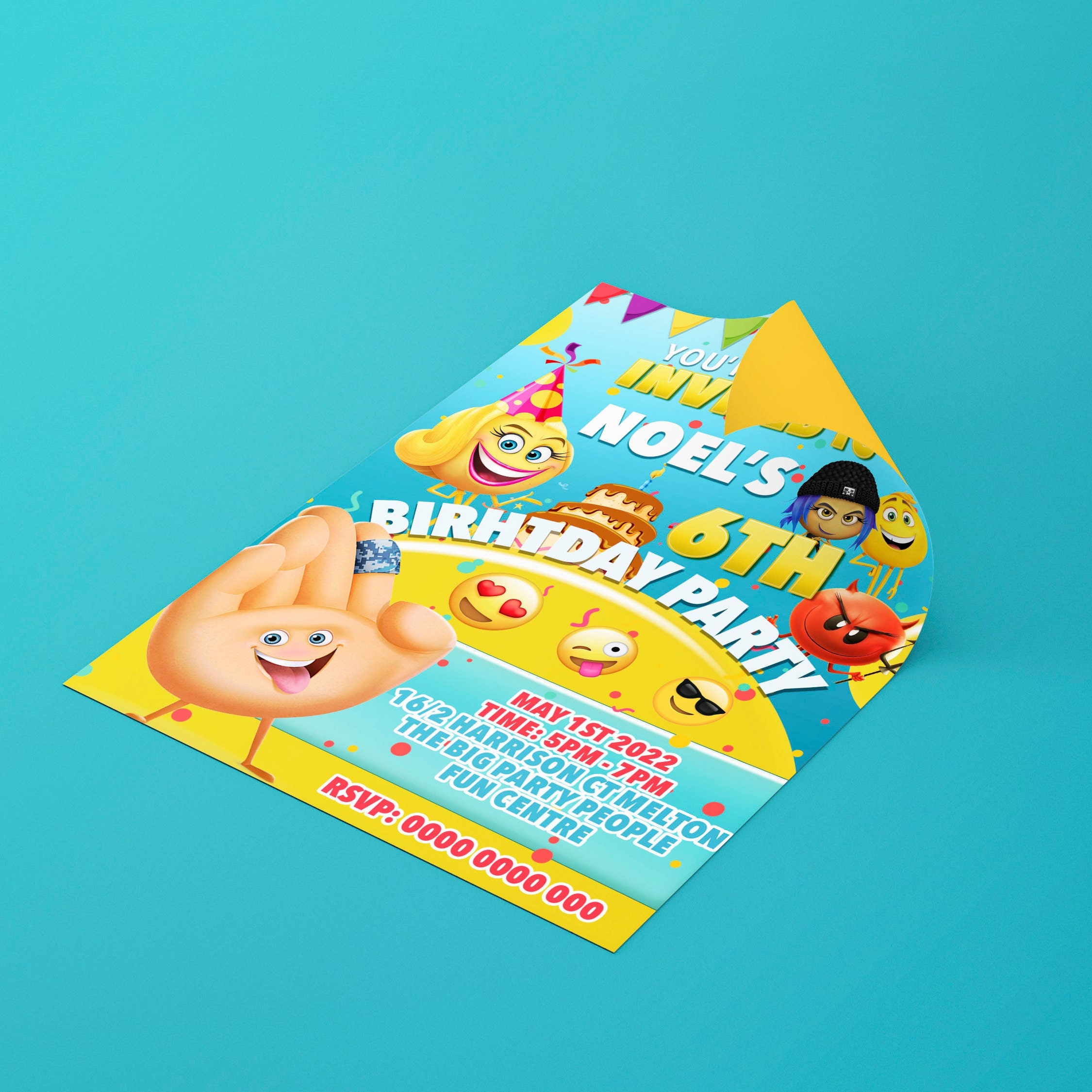 Funny Kids Birthday Invitation Card Design, Emotion, Digital Print File ...