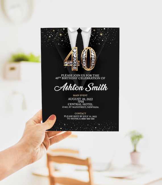 Tuxedo Black Tie Formal Event Party Invitation Golden and - Etsy