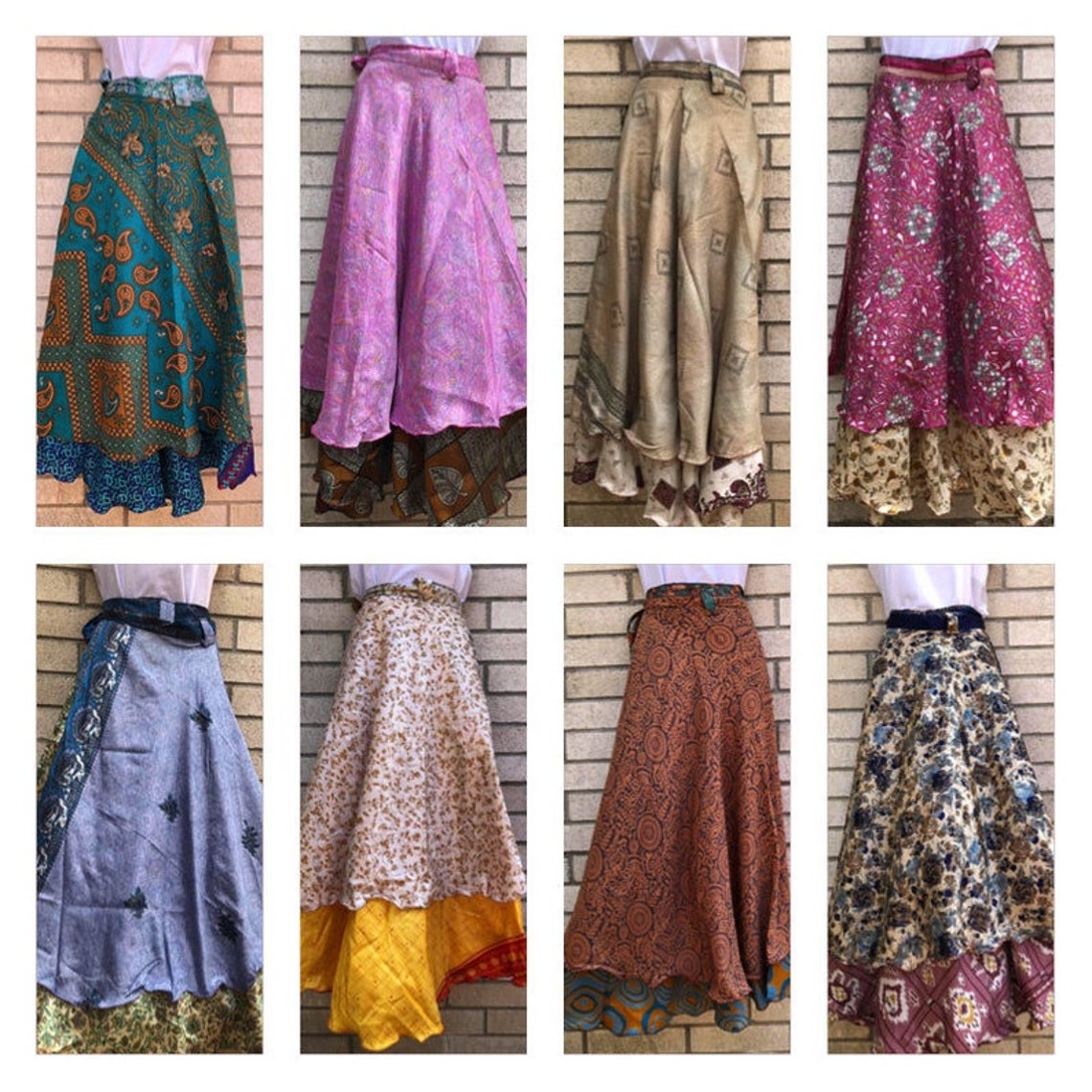 One Piece Indian Handmade Vintage Art Silk Sari Wrap Skirt - Etsy