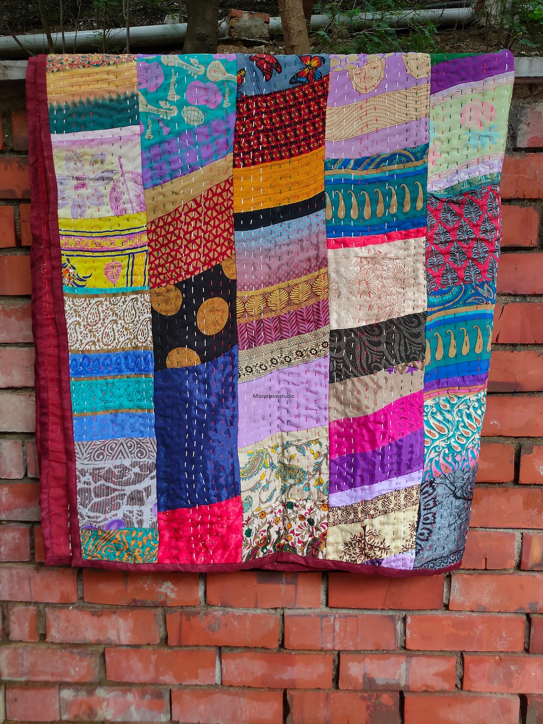 Bohemian Patchwork Quilt Kantha Quilt Handmade Vintage Quilts Boho King ...