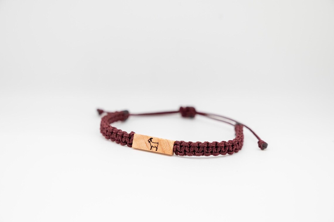 Goat Bracelet: Reclaimed Maple Burl Wood Adjustable Macrame Jewelry - Etsy