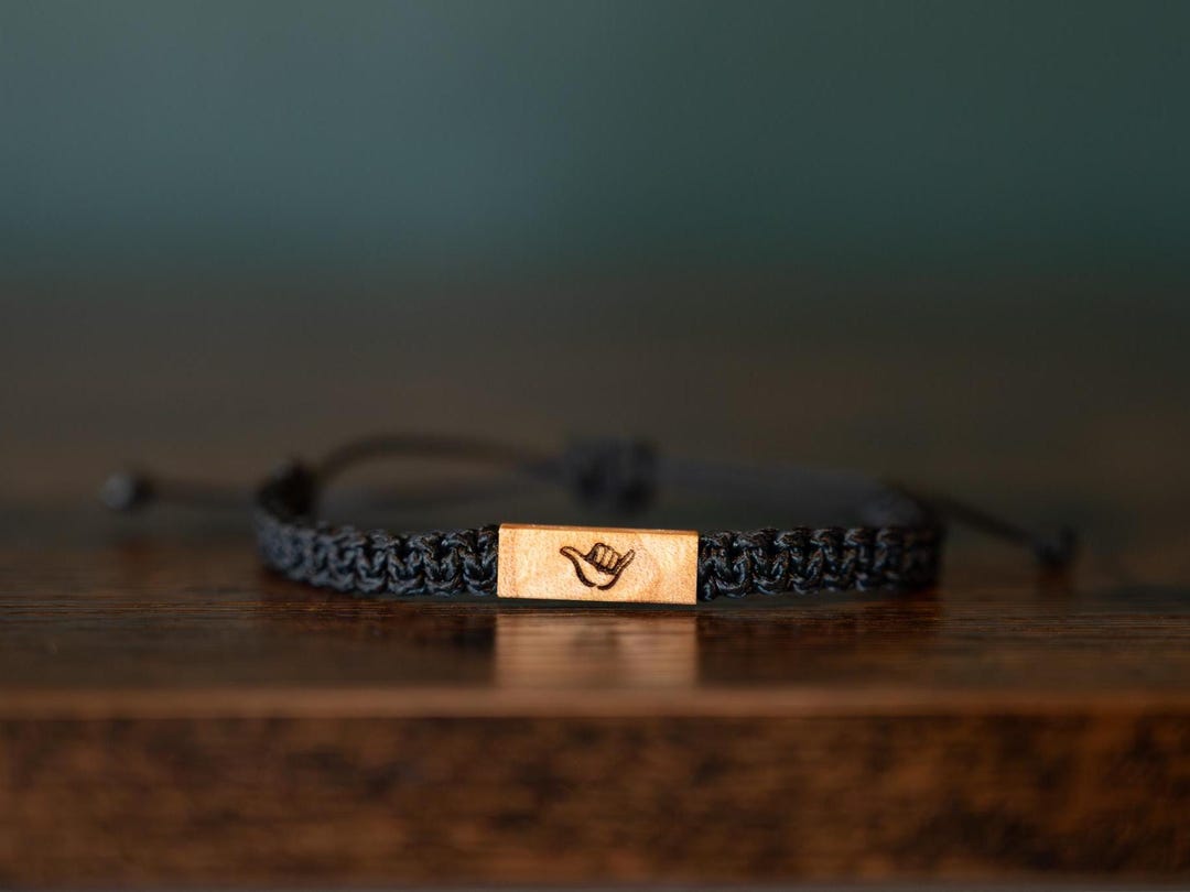 Shaka Bracelet: Personalizable Reclaimed Wood, Adjustable Macrame ...