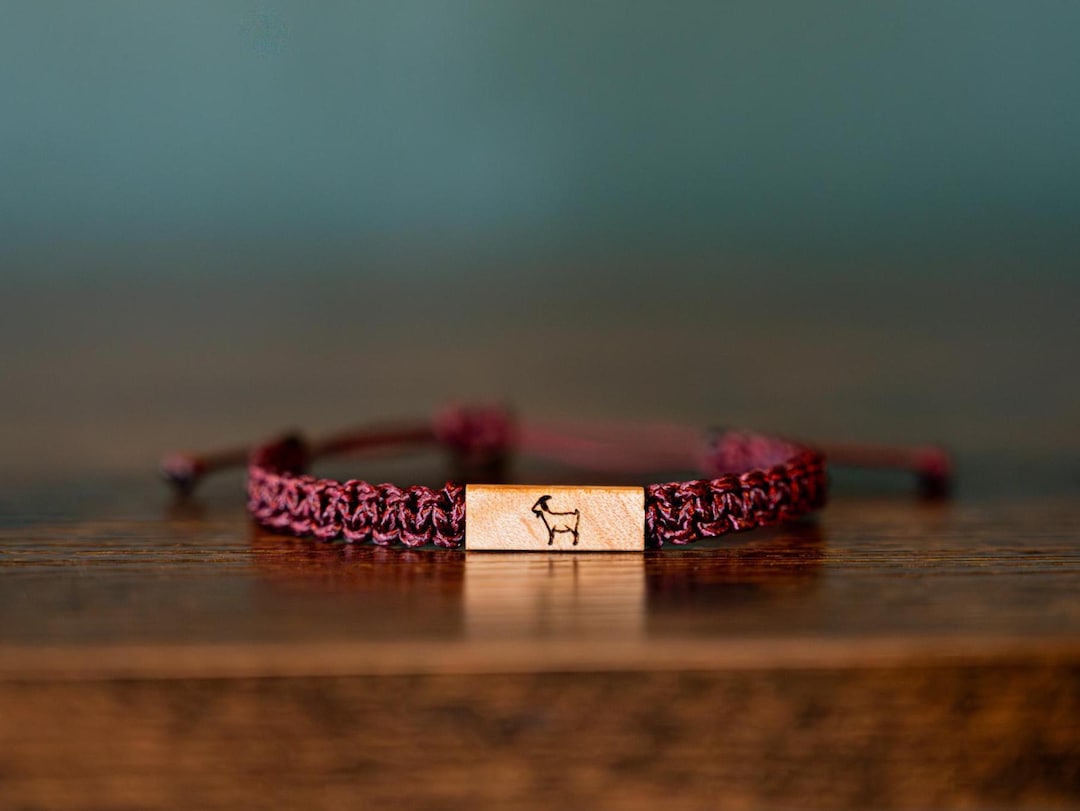 Goat Bracelet: Reclaimed Maple Burl Wood Adjustable Macrame Jewelry - Etsy