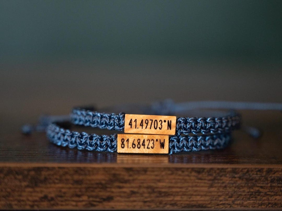 Custom Coordinates Bracelet: Personalizable Reclaimed Wood, Adjustable ...