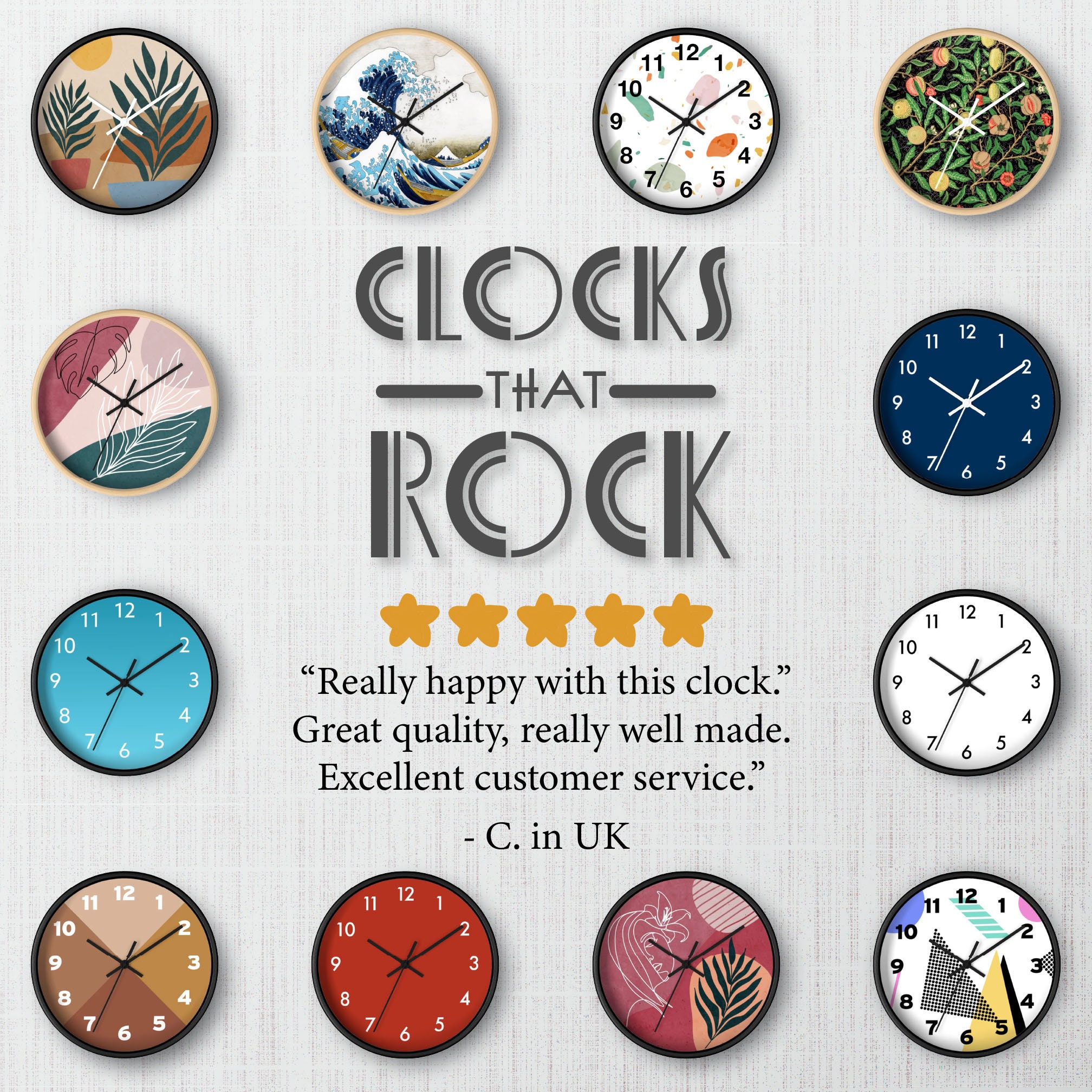 Wall Clock With Numbers, Classic Red Minimalist, Silent, Quiet, Wood ...