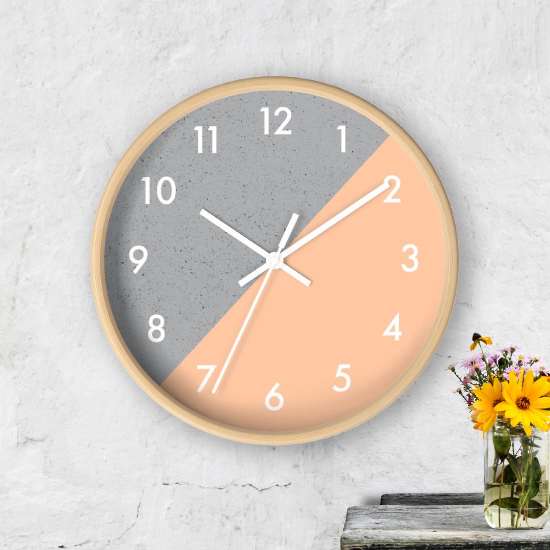 Gray & Peach Wall Clock: Modern Scandi Nordic Home Decor - Etsy