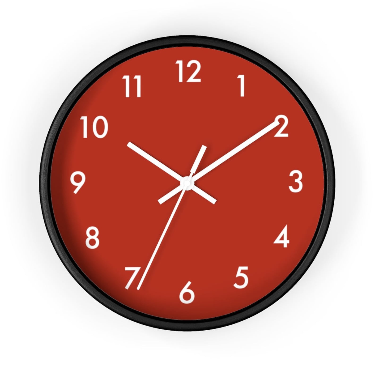 Wall Clock With Numbers, Classic Red Minimalist, Silent, Quiet, Wood ...