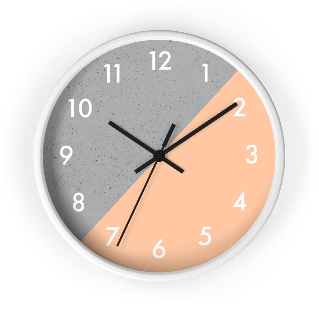 Gray & Peach Wall Clock: Modern Scandi Nordic Home Decor - Etsy