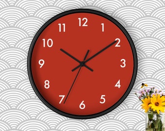 Red Wall Clock - Etsy
