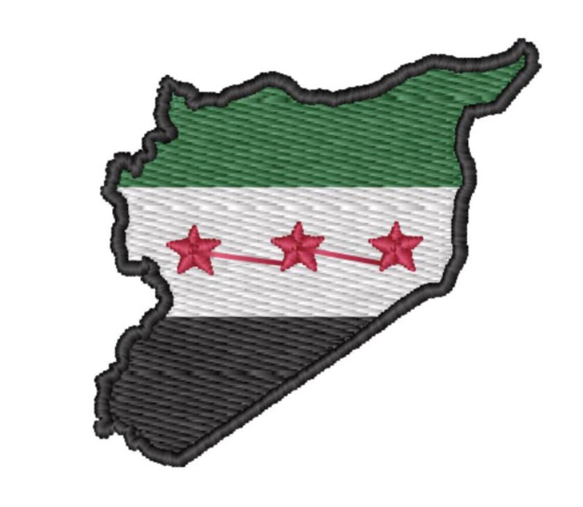 Syria Map Embroidery Design With Flag Colors - Etsy