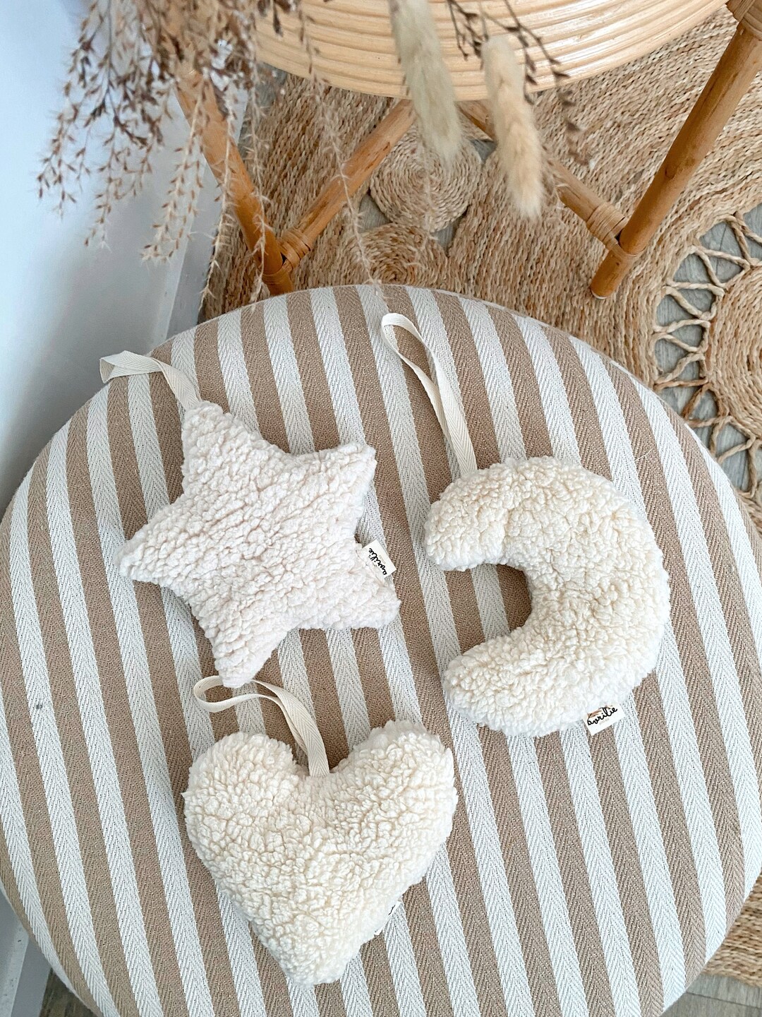 Soft Toy Moon, Star, Heart / Baby Sherpa Pacifier Holder / Baby ...