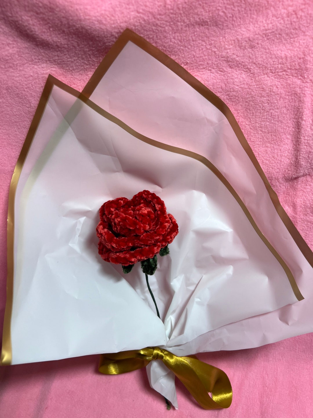 Single Velvet Crochet Rose, Crochet Flower - Etsy