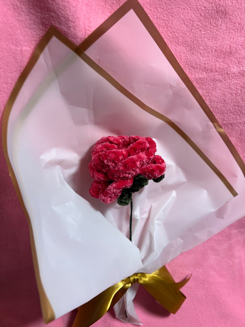 Single Velvet Crochet Rose, Crochet Flower - Etsy