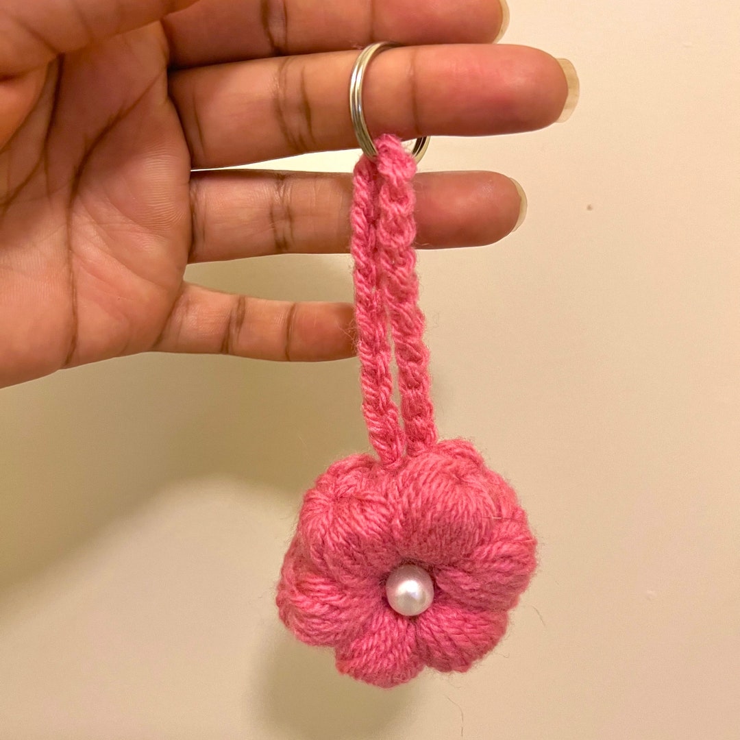 Crochet Puff Flower Fidget Toy Keychain - Etsy