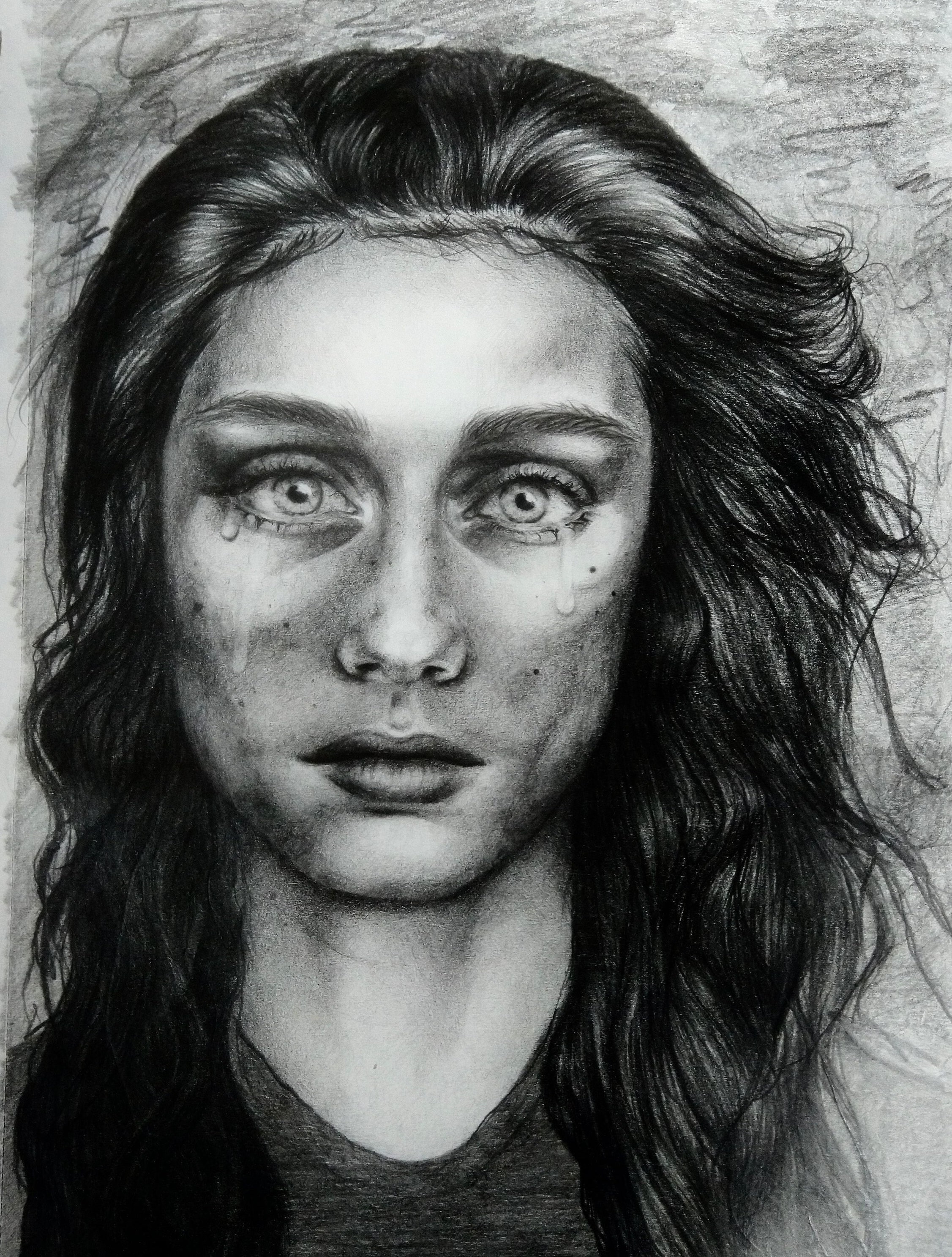 Realistic Sad Face Drawing