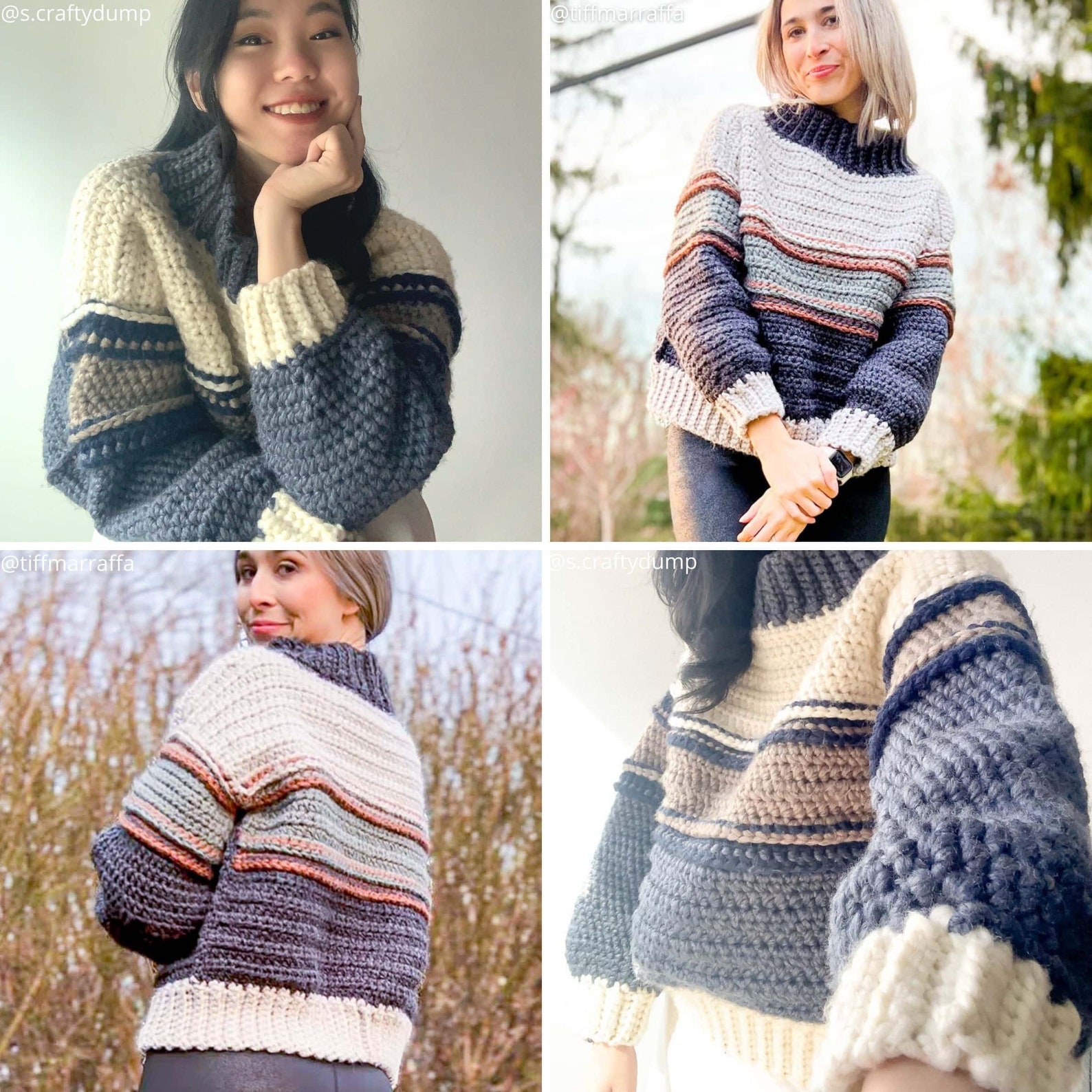 Easy Crochet Sweater Pattern Made From Rectangles. Oversized Striped ...