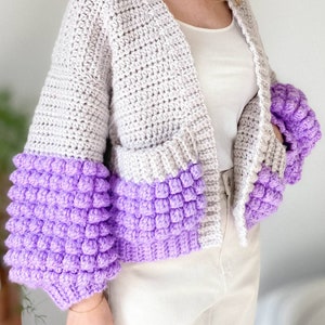 Crochet Bobble Stitch Cardigan Pattern PDF / Easy Chunky Crochet Bomber ...