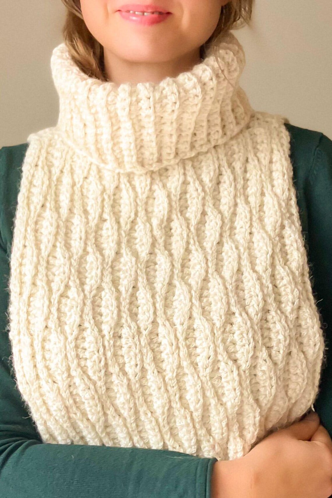 Crochet Neck Warmer Pattern. Modern Cowl With Turtleneck. Sizes: Teen ...