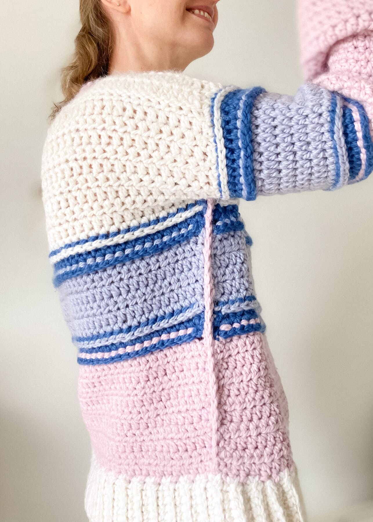 Easy Crochet Sweater Pattern Made From Rectangles. Oversized Striped ...