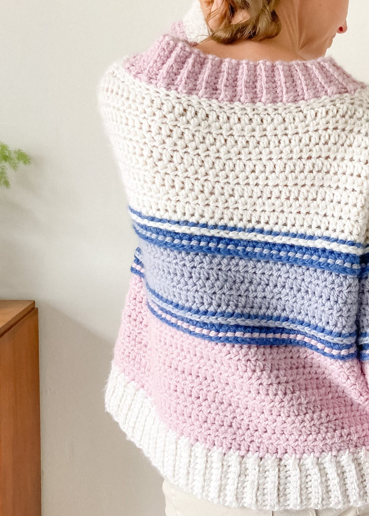 Easy Crochet Sweater Pattern Made From Rectangles. Oversized Striped ...