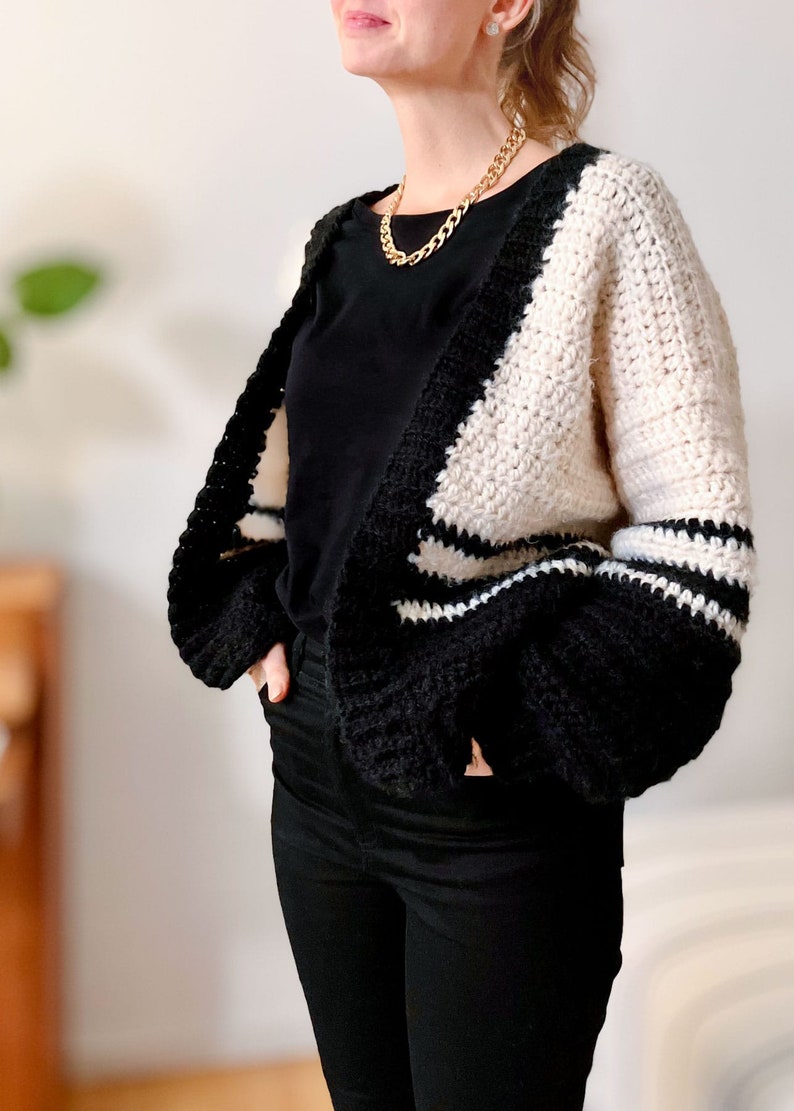 Crochet Pattern Chunky Crochet Cardigan Colorblock Cardigan - Etsy UK