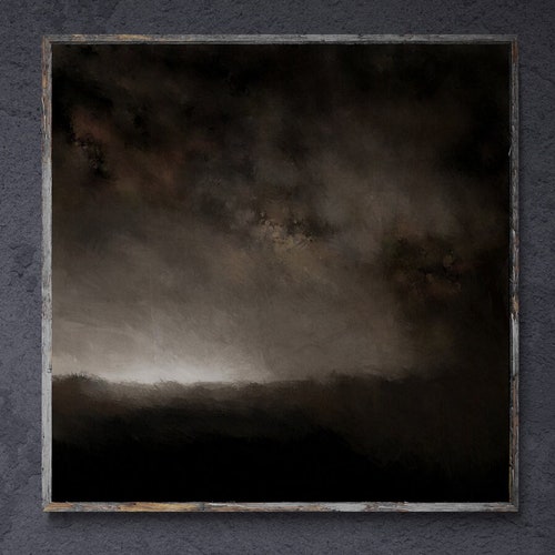 Dark Square Abstract Landscape Art Print Large Moody Abstract - Etsy
