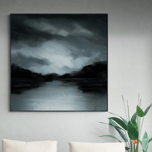 Large Square Dark Abstract Landscape Art Print Moody Gothic - Etsy