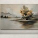 Abstract Lake Landscape Art Print: Calming Farmhouse Painting (digital ...