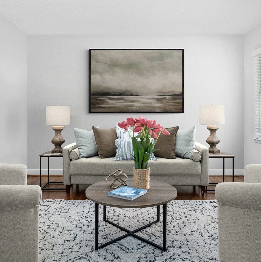 Neutral Color Abstract Landscape Art Print, Moody Modern Art Painting ...