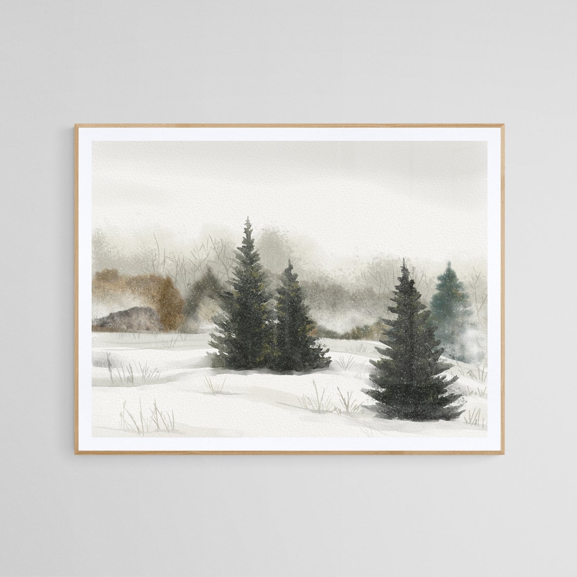 Watercolor Winter Abstract Landscape Printable Art Rustic - Etsy