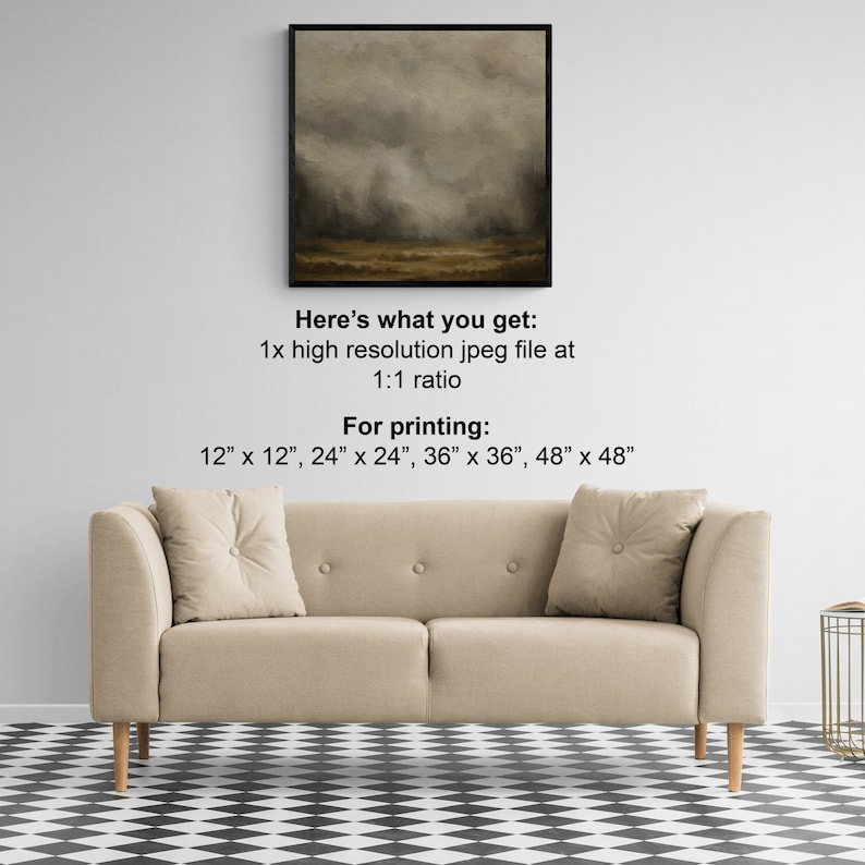 Square Abstract Landscape Painting, Neutral Landscape Wall Art DIY ...