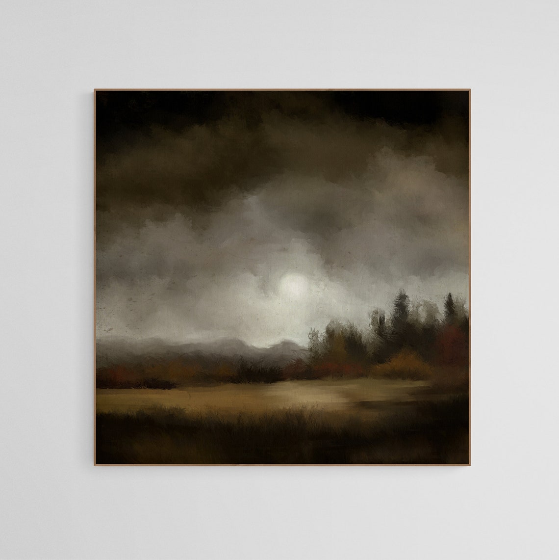 Dark Square Abstract Landscape Art Print Large Moody Abstract - Etsy
