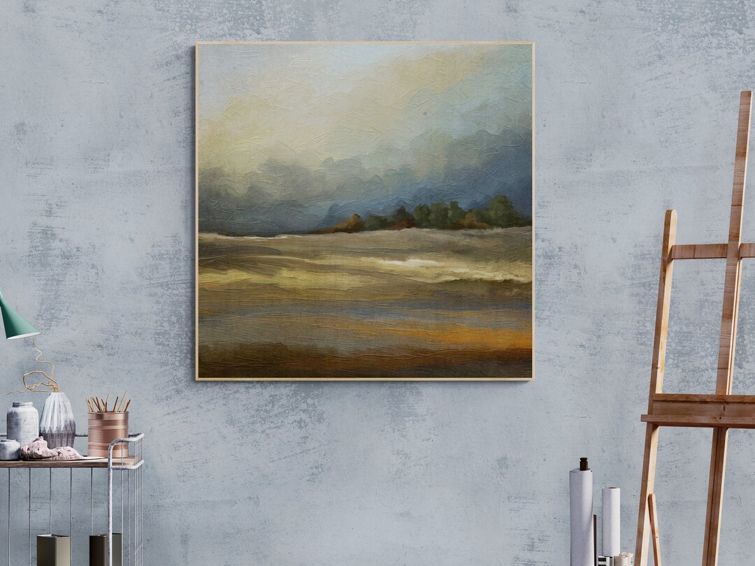 Large Square Abstract Landscape Painting | Modern Landscape Painting ...