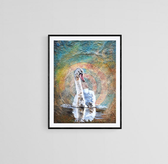 Swan Abstract Realism Painting Bird Art Print Serenity - Etsy