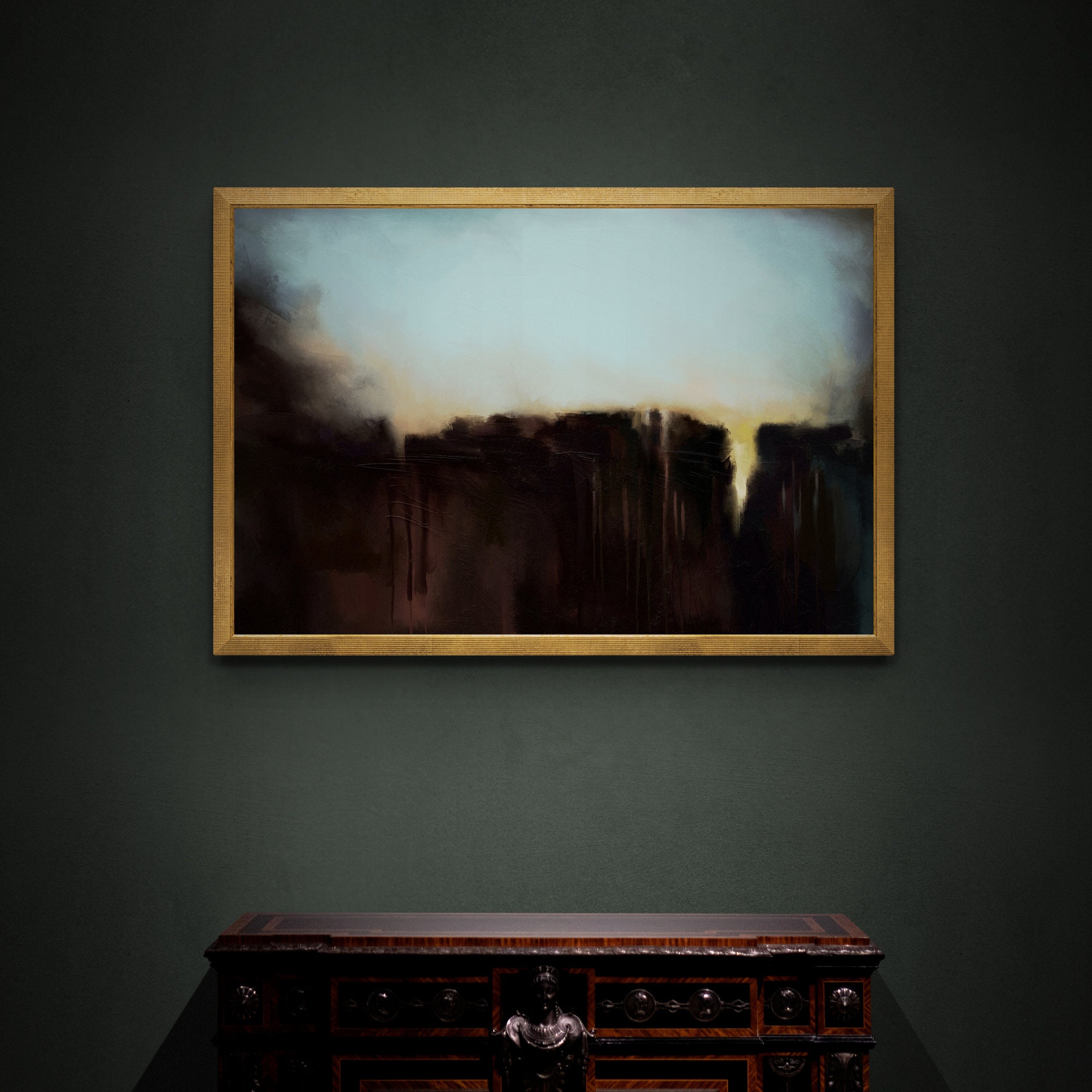 Moody Dark Abstract Landscape Printable Mountain Sunset - Etsy