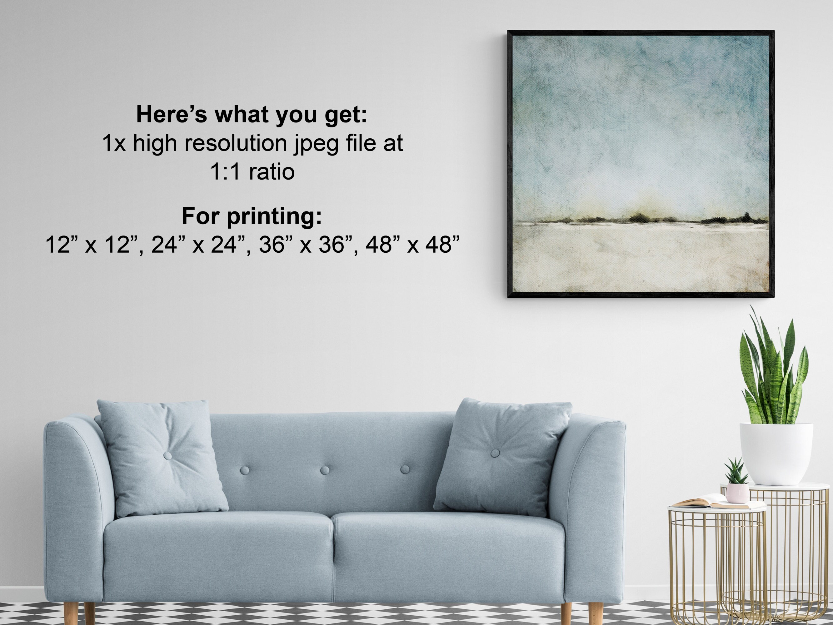 Large Square Abstract Landscape Printable Art, Modern Minimalist ...