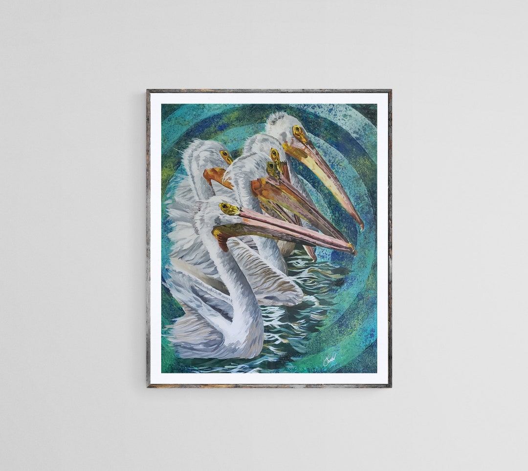 Pelicans Art Print: Abstract Coastal Bird Wall Art (digital Download ...