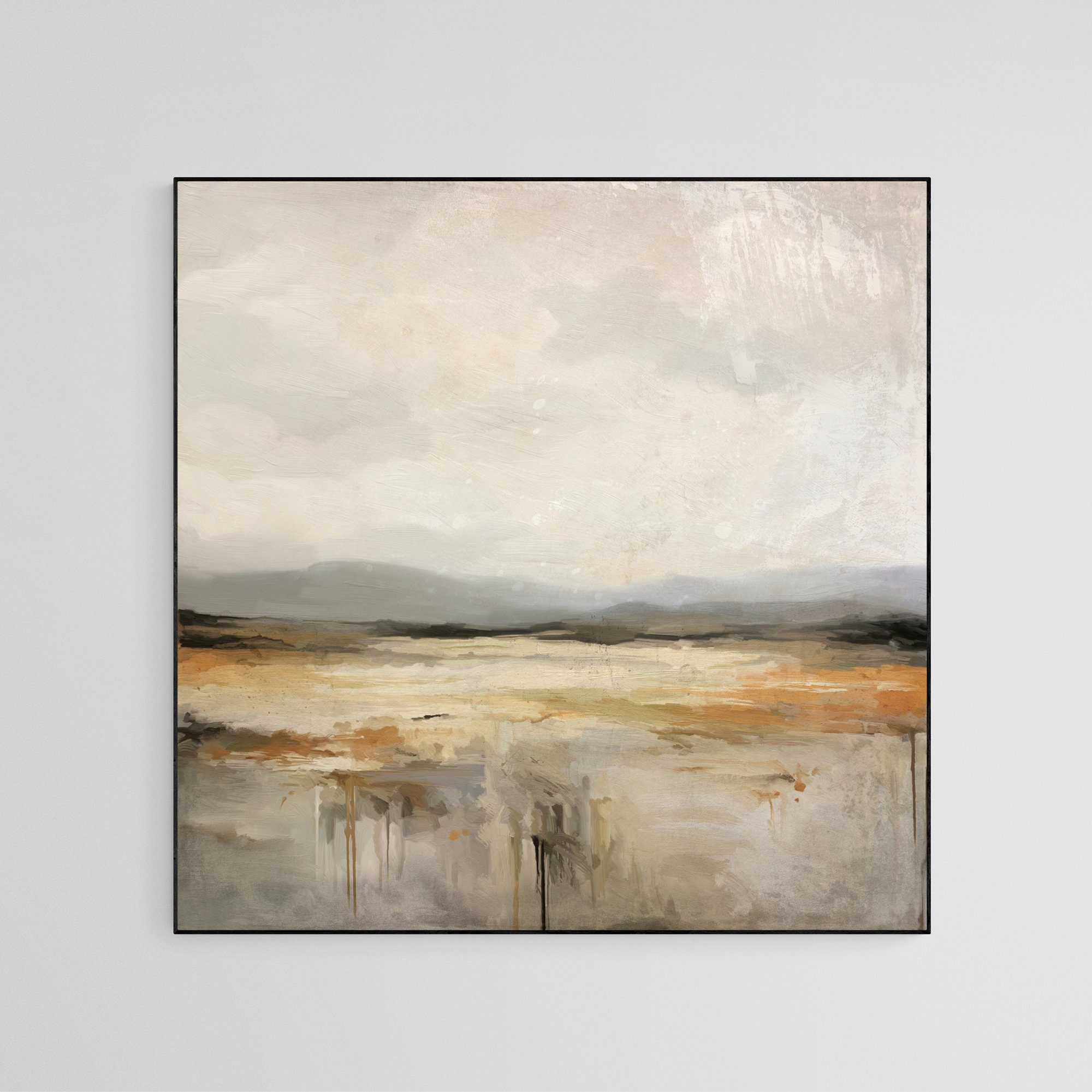 Square Abstract Landscape Art Print: Modern Minimalist Painting ...