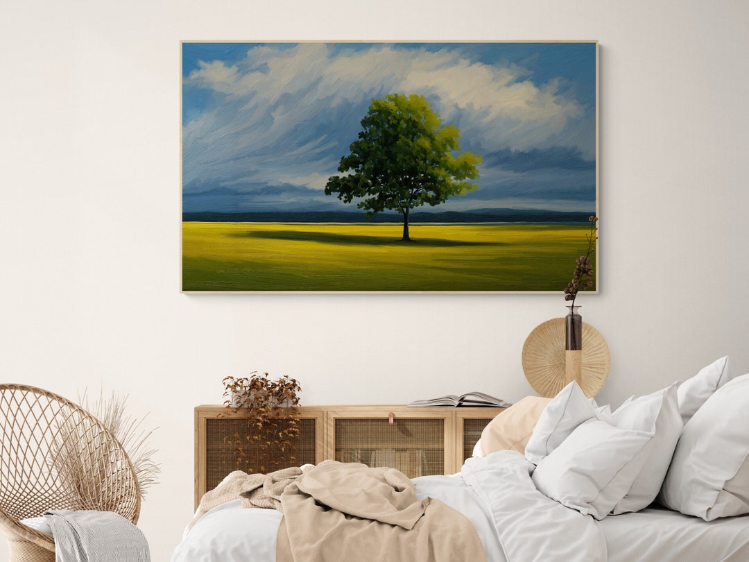 Large Horizontal Abstract Landscape Painting | Modern Farmhouse ...