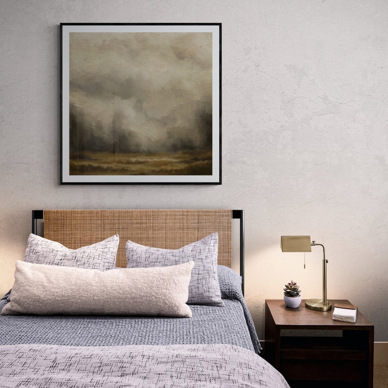 Square Abstract Landscape Painting, Neutral Landscape Wall Art DIY ...