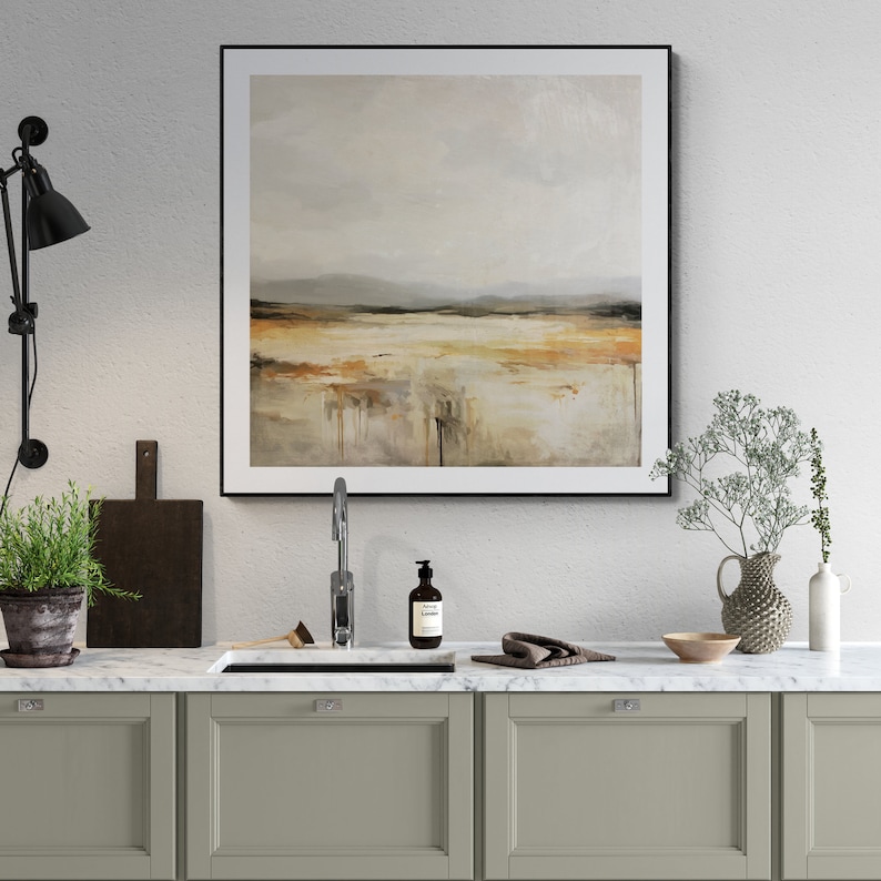 Square Abstract Landscape Art Print: Modern Minimalist Painting ...