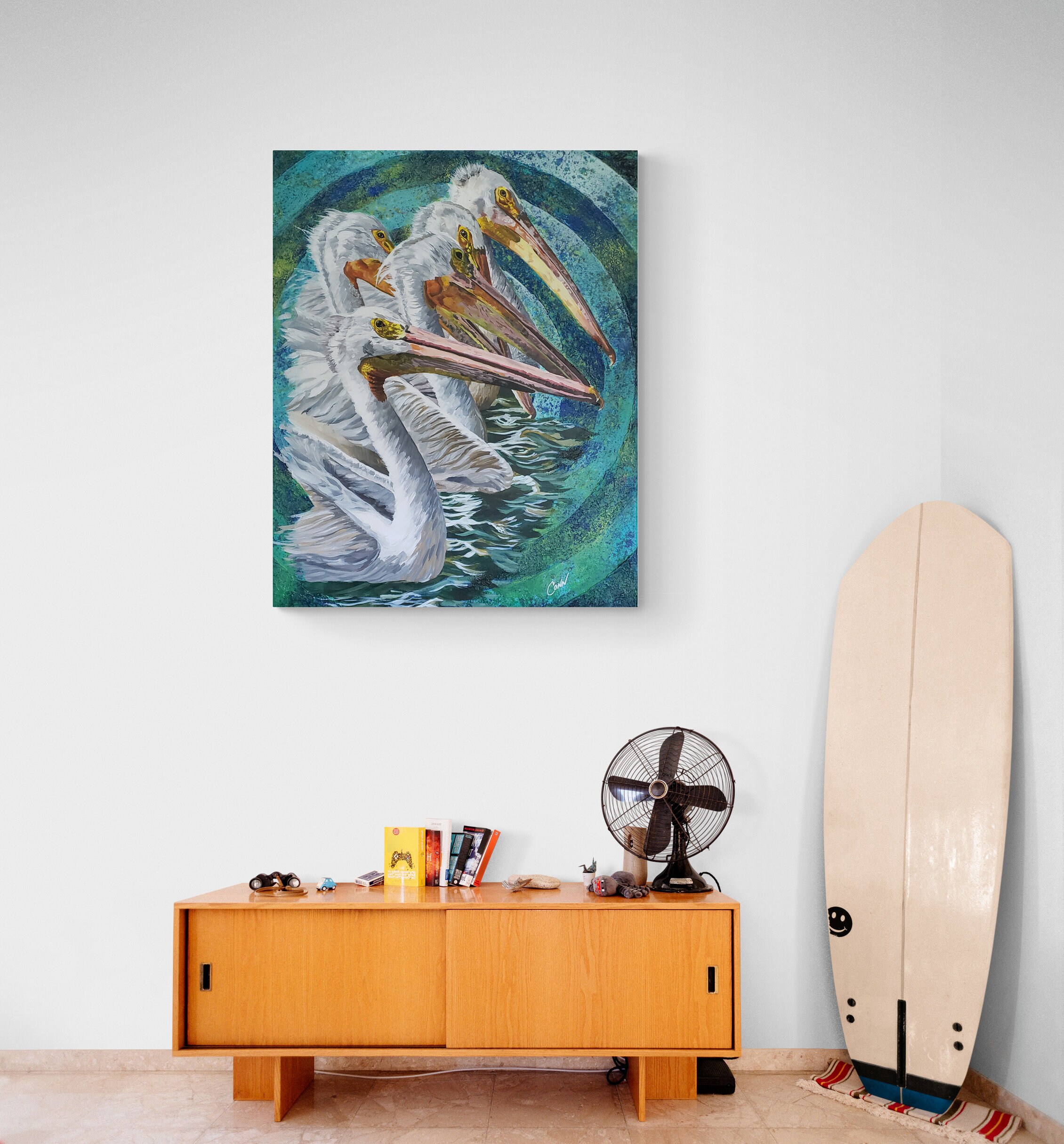 Pelicans Art Print: Abstract Coastal Bird Wall Art (digital Download ...