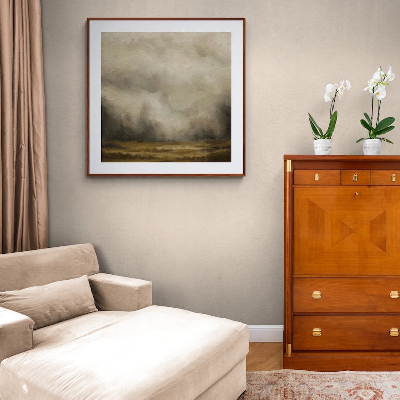 Square Abstract Landscape Painting, Neutral Landscape Wall Art DIY ...