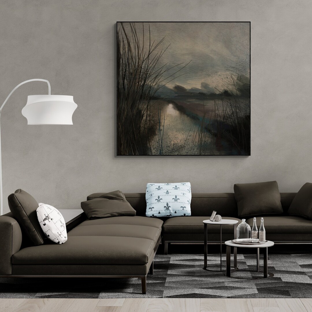 Square Abstract Landscape Art Print: Moody Storm Clouds (digital ...