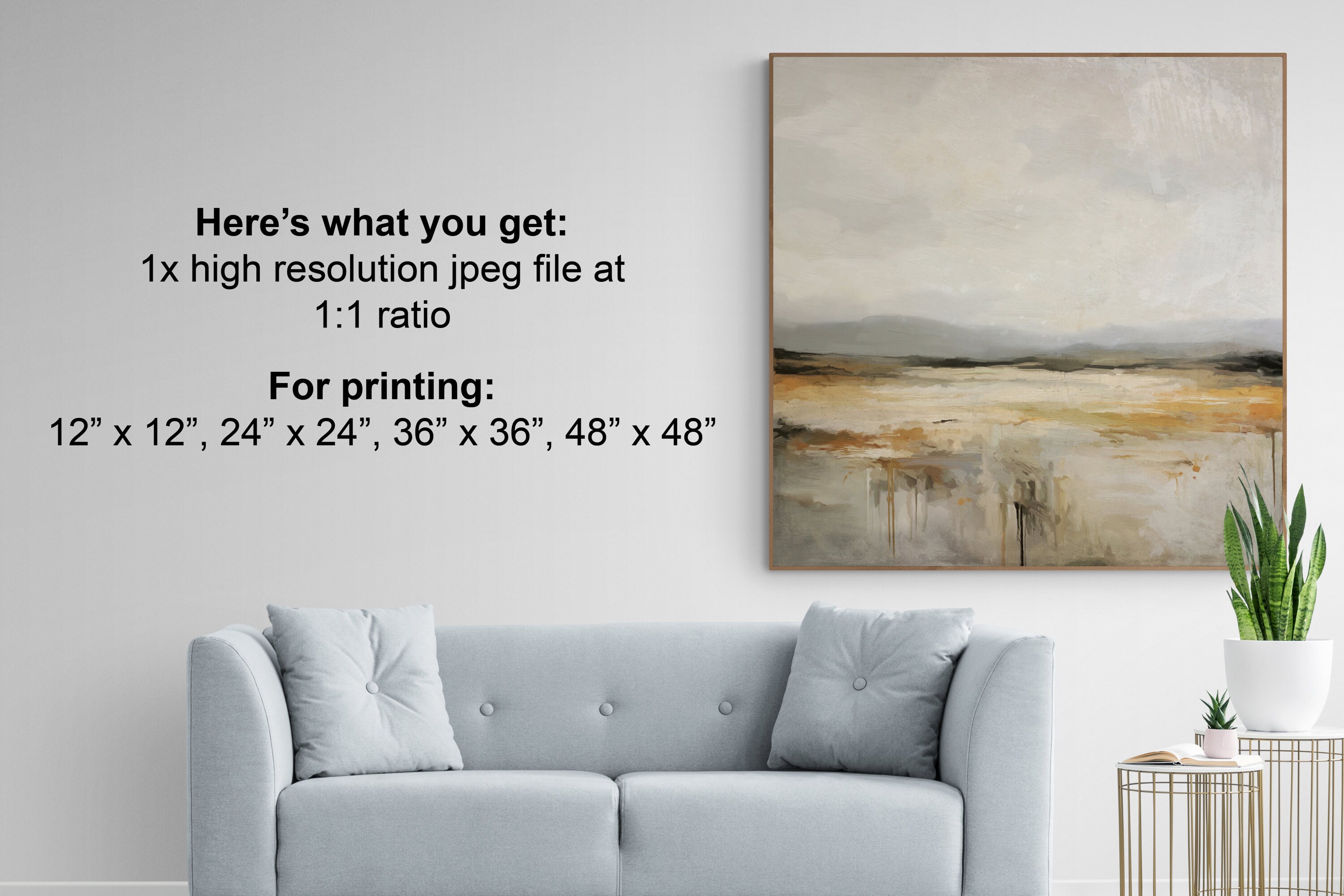 Square Abstract Landscape Art Print: Modern Minimalist Painting ...